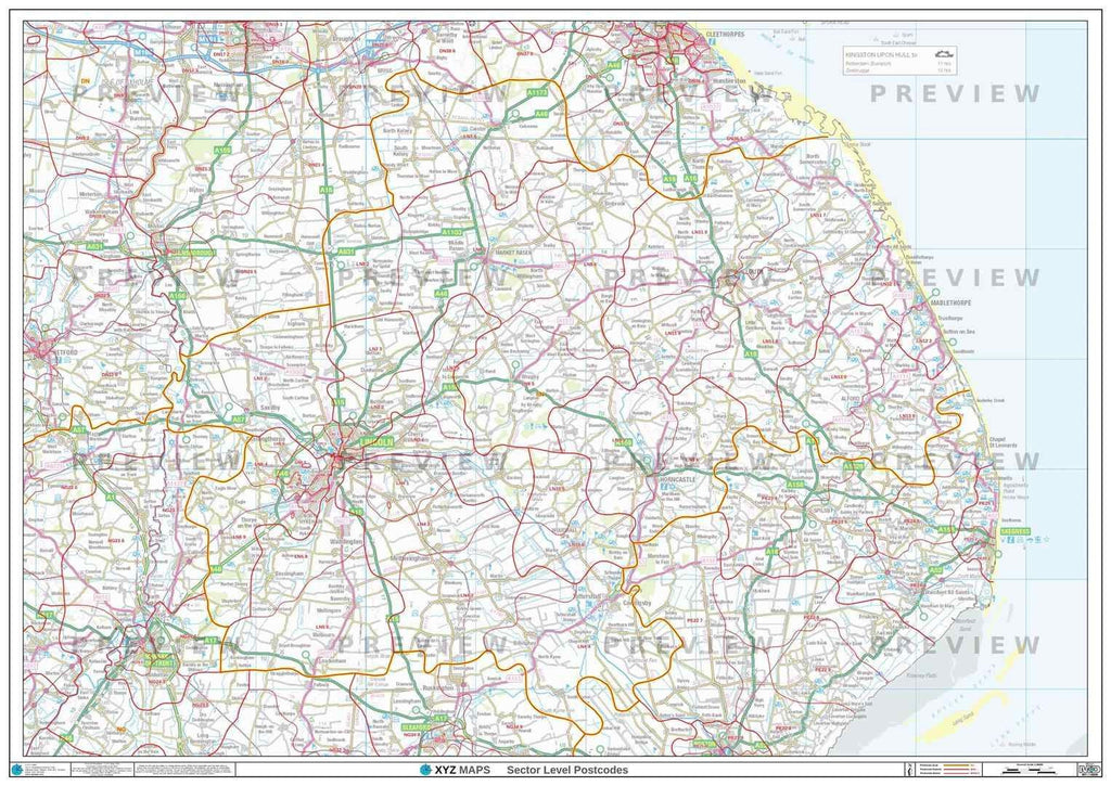 LN Postcode Map for the Lincoln Postcode Area GIF or PDF Download – Map Logic