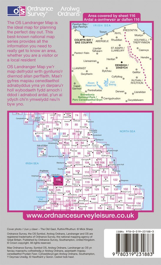 OLR116: Ordnance Survey Landranger Map of Denbigh & Colwyn Bay – Map Logic