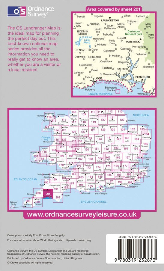 OS Landranger Map of Plymouth & Launceston (OLR201) – Map Logic
