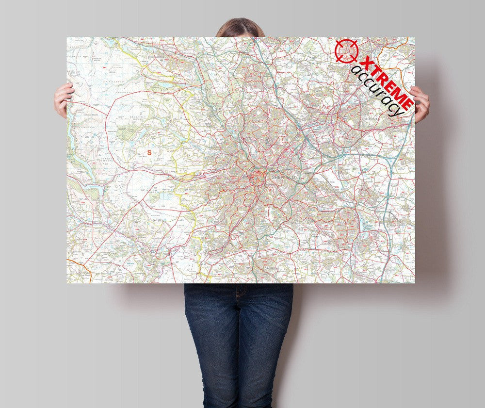 Greater Sheffield Area Laminated Postcode Sector Map – Map Logic