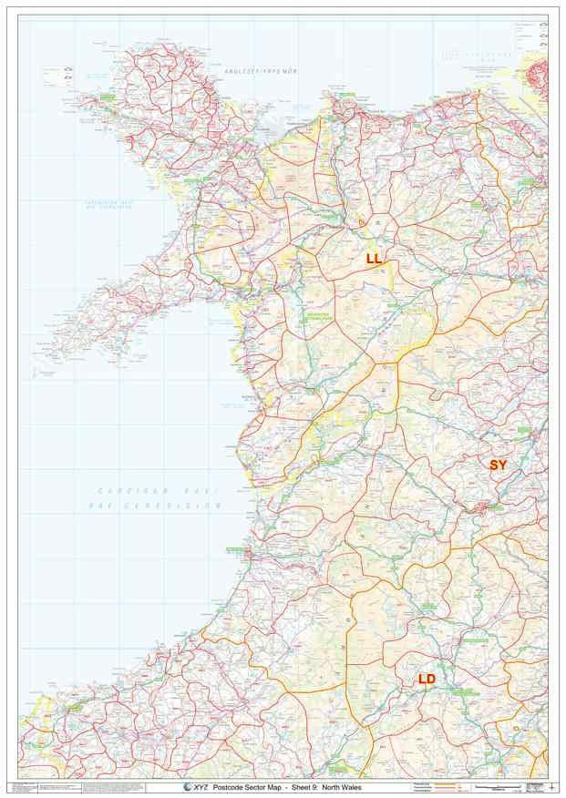 North Wales Postcode Sector Map (S9) GIF or PDF Download – Map Logic