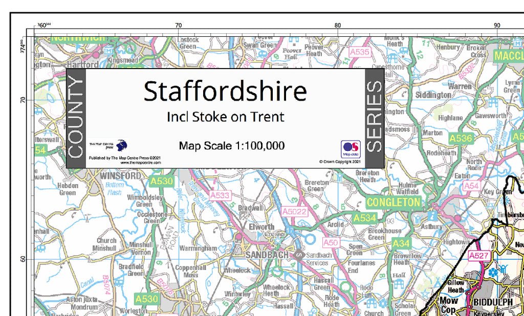 Staffordshire County Map (2021) – Map Logic