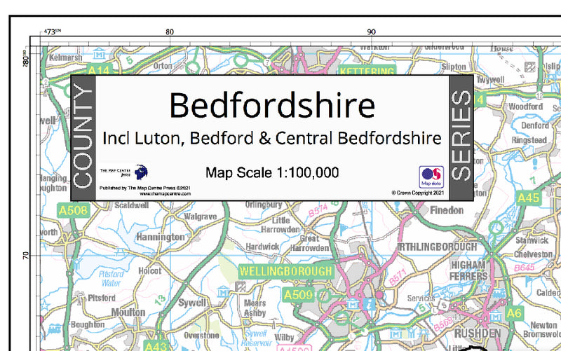 Bedfordshire County Map (2021) – Map Logic