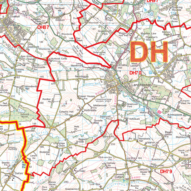 Durham Postcode Map (DH) – Map Logic