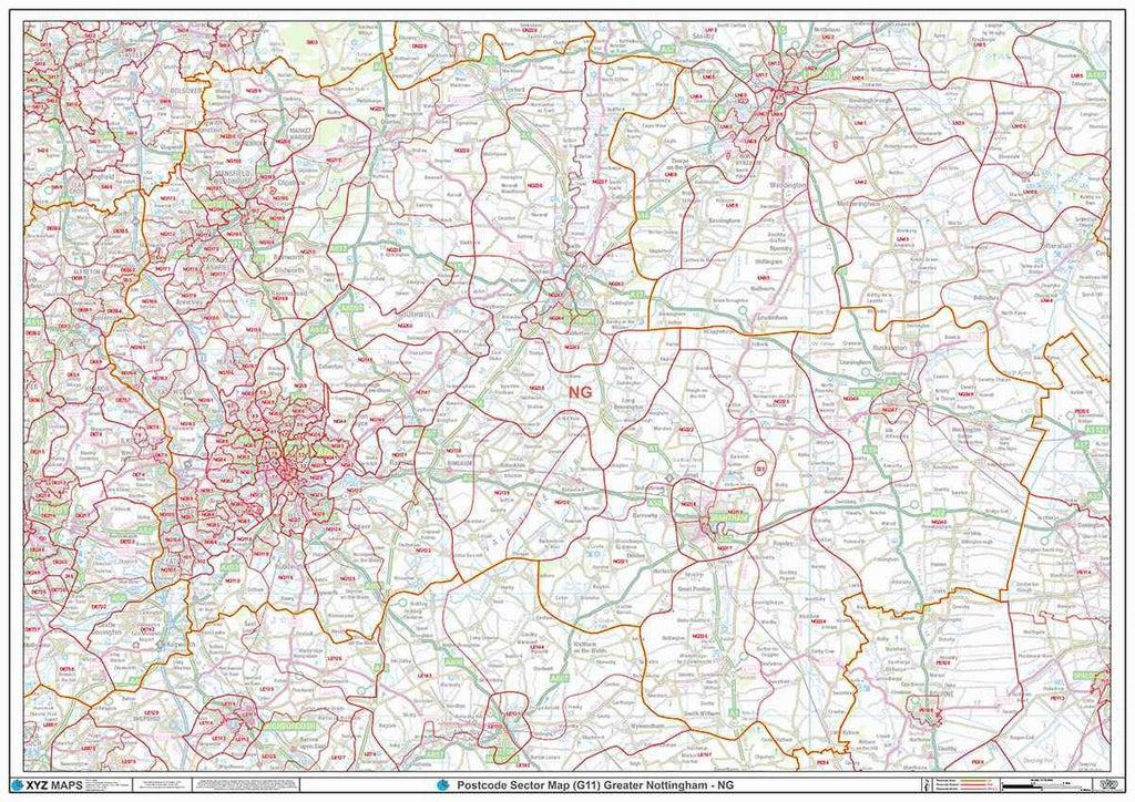 Greater Nottingham (NG) Area Postcode Sector Map (G11) GIF or PDF Down ...