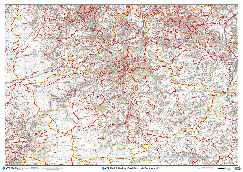 Huddersfield Postcode Map (HD) – Map Logic