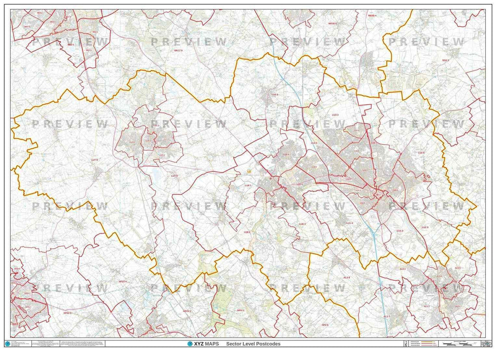 LU Postcode Map for the Luton Postcode Area GIF or PDF Download – Map Logic