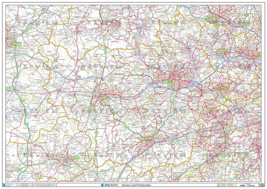 RG Postcode Map for the Reading Postcode Area GIF or PDF Download – Map ...