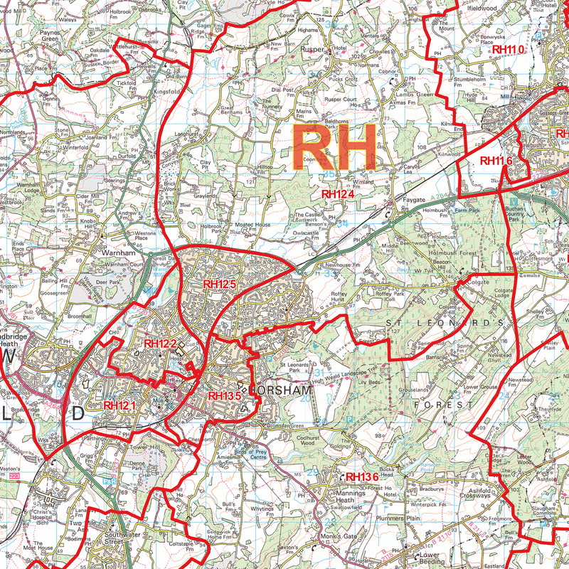 Redhill Postcode Map (RH) – Map Logic