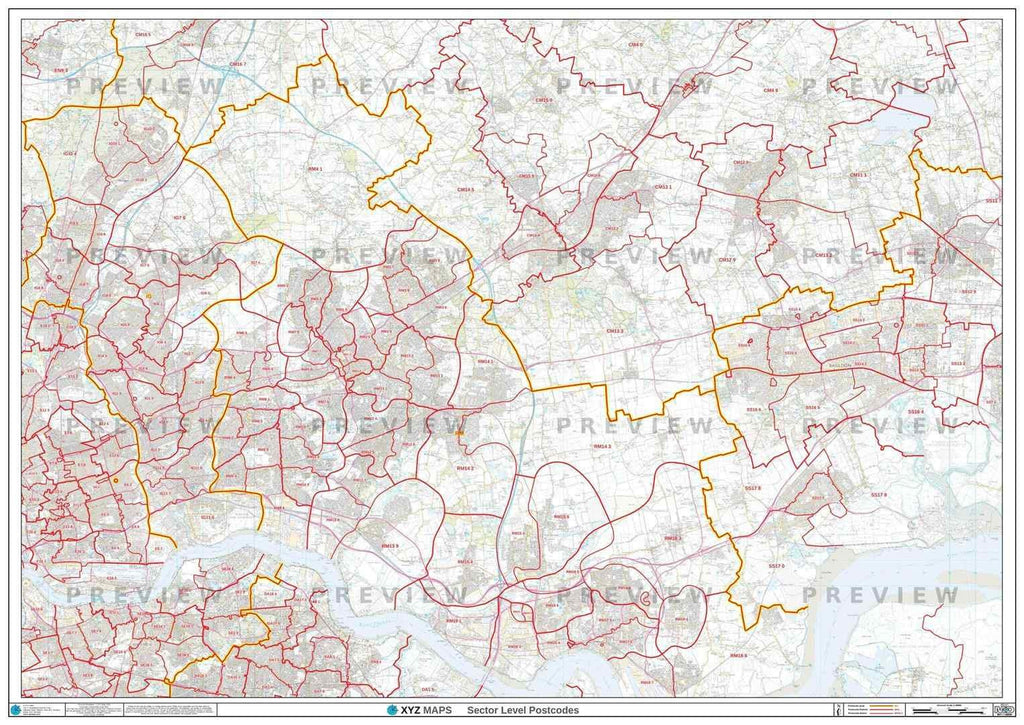 RM Postcode Map for the Romford Postcode Area GIF or PDF Download – Map ...