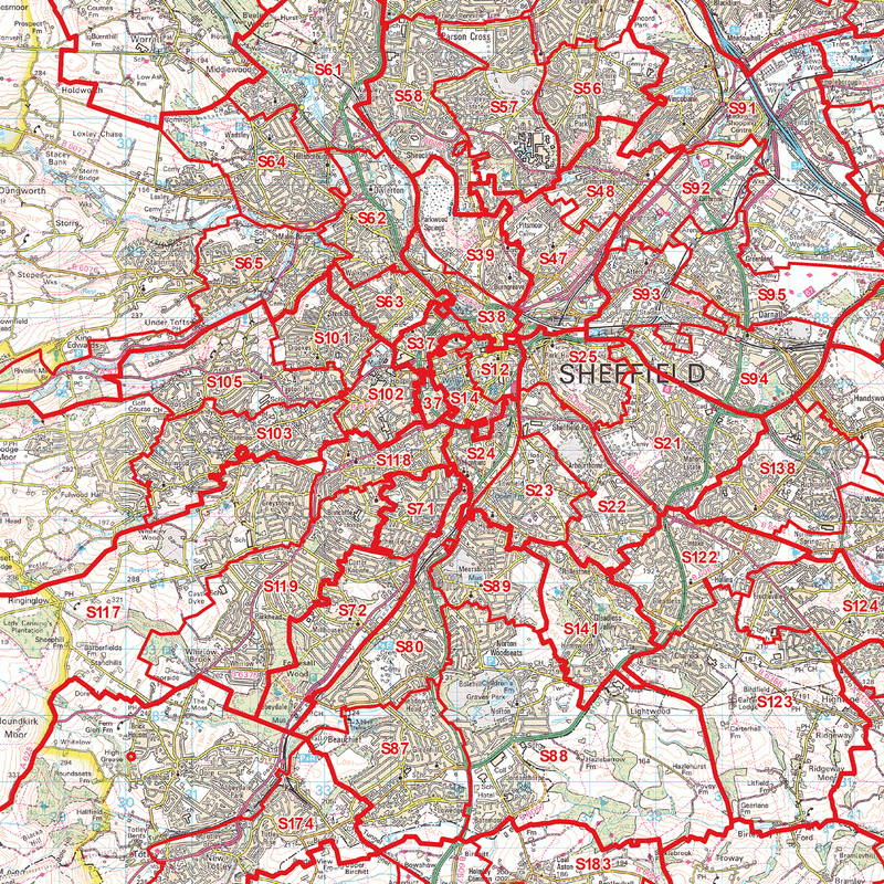 Sheffield Postcode Map (S) – Map Logic
