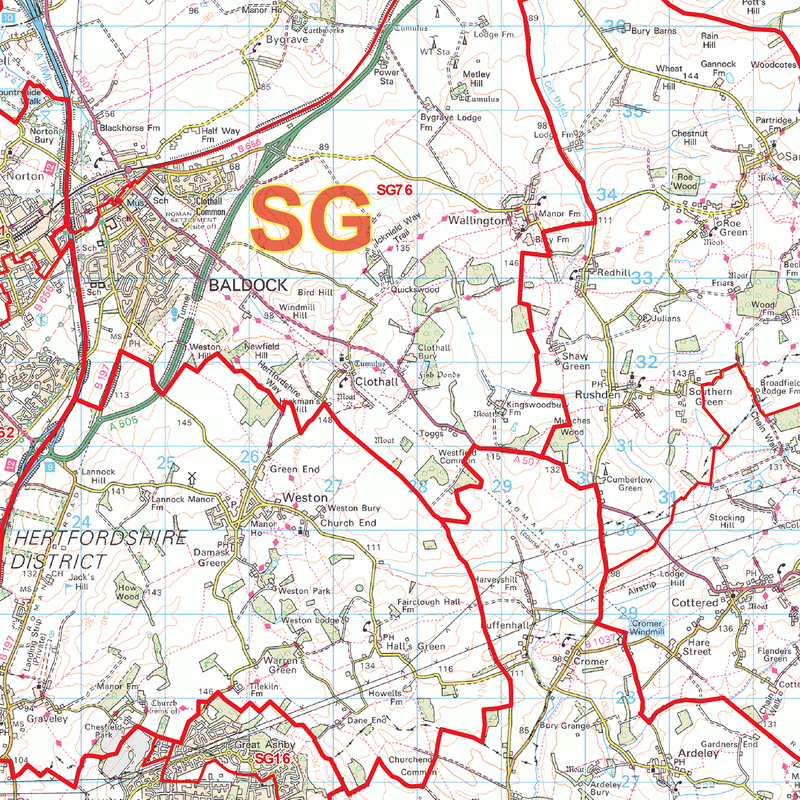 Stevenage Postcode Map (SG) – Map Logic