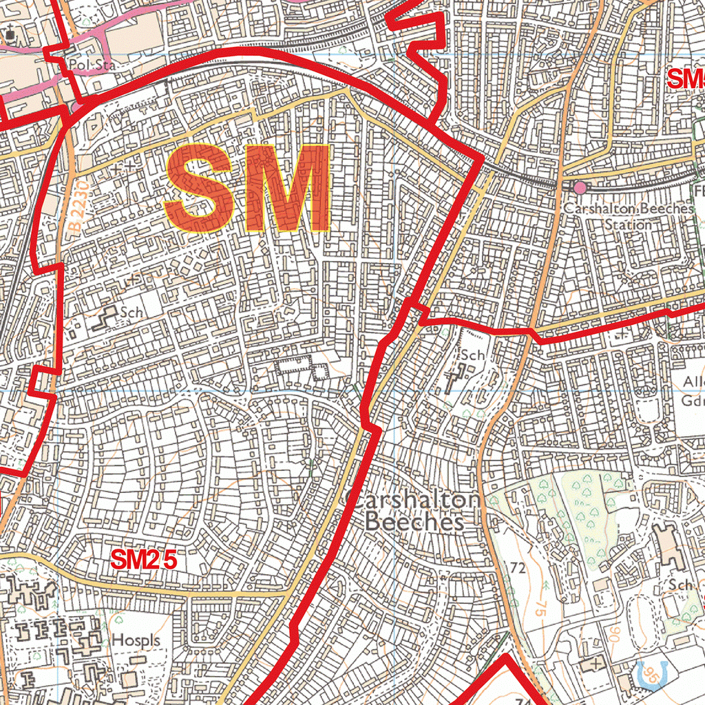 Sutton Postcode Map (SM) – Map Logic