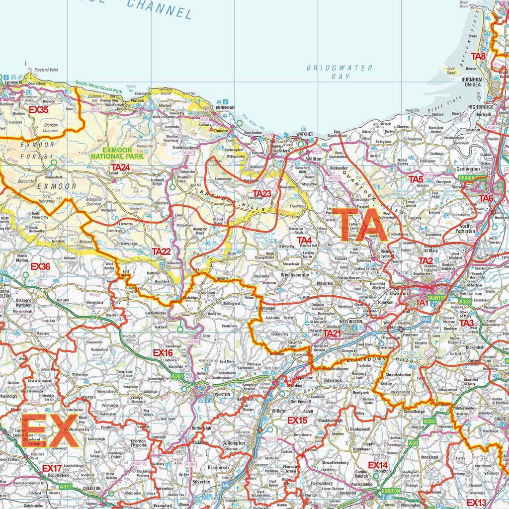 South West England Postcode District Map GIF or PDF Download (D1) – Map ...