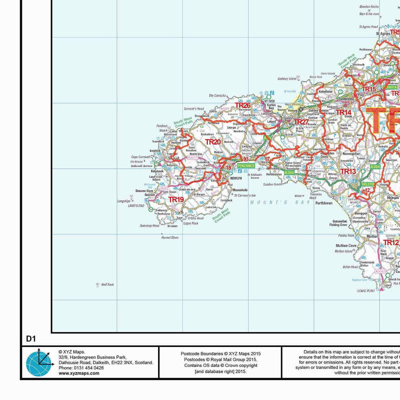South West England Postcode District Map GIF or PDF Download (D1) – Map ...