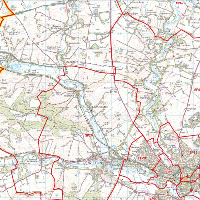 Salisbury Postcode Map (SP) – Map Logic