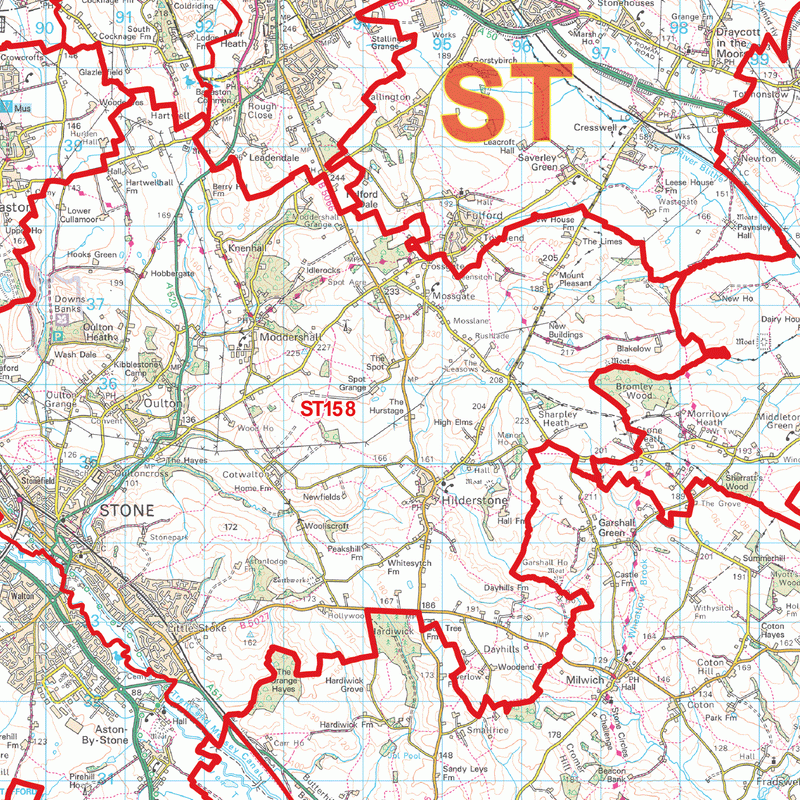 Stoke Postcode Map (ST) – Map Logic