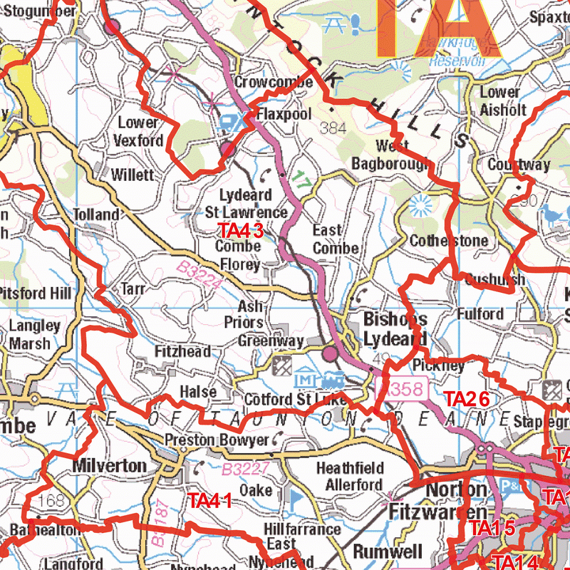 Taunton Postcode Map (TA) – Map Logic