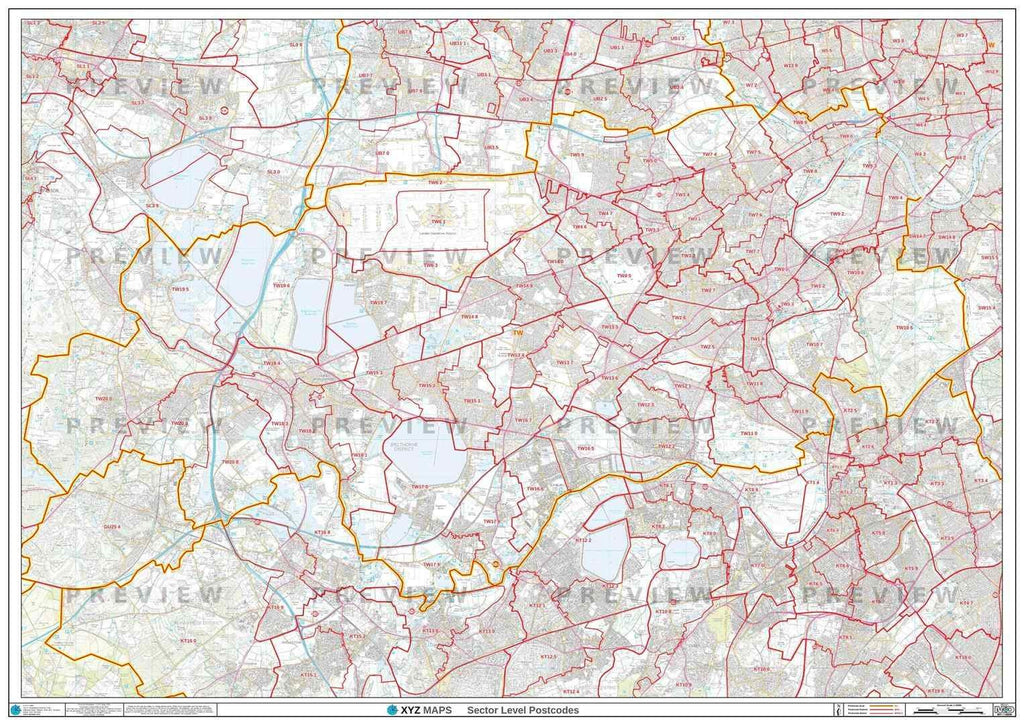 TW Postcode Map for the Twickenham Postcode Area GIF or PDF Download ...