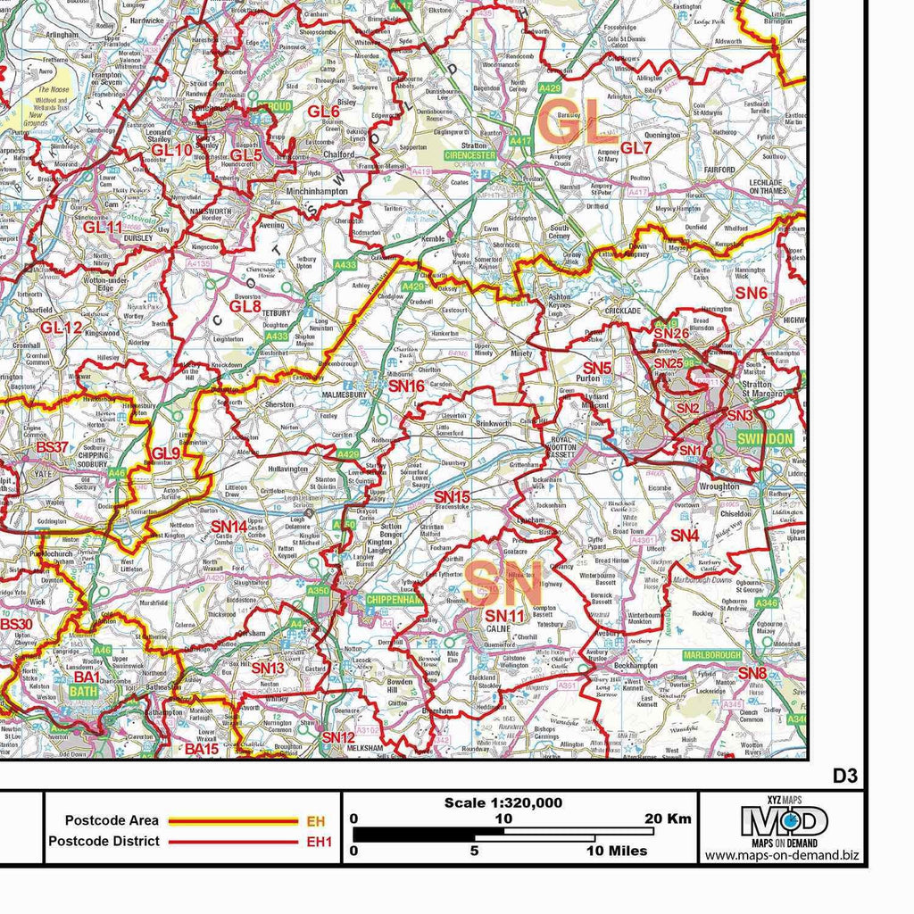 Wales Postcode District Map (D3) – Map Logic