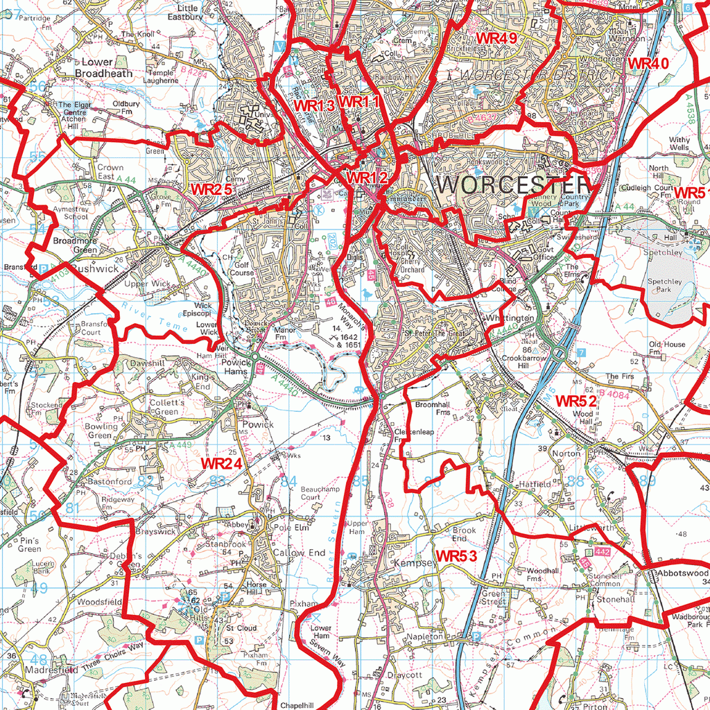 Worcester Postcode Map (WR) – Map Logic