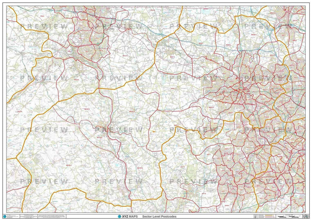 WV Postcode Map for the Wolverhampton Postcode Area GIF or PDF Downloa ...